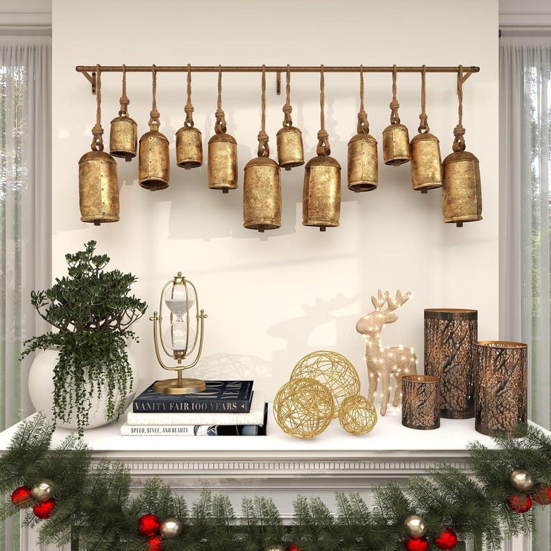 Cow Bells Giant Vintage Rustic Tin Set of 12 – Rustic Christmas Decor ...